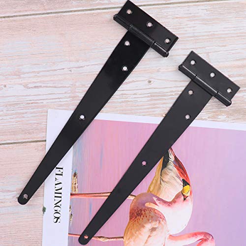2PCS Black T Strap Hinges Heavy Duty Gate Hinges for Wooden Fences or Metal Iron Rustproof Barn Door Hinges Shed Door Hinges (12 Inch)