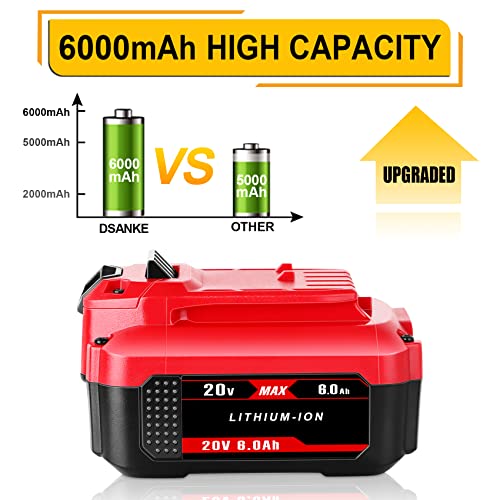 2PACK DSANKE CMCB204 6.0Ah 20V Lithium-ion Battery Replacement for Craftsman V20 Lithium Ion Battery CMCB204 CMCB204-2 CMCB202 CMCB202-2 CMCB201 Craftsman V20 Battery