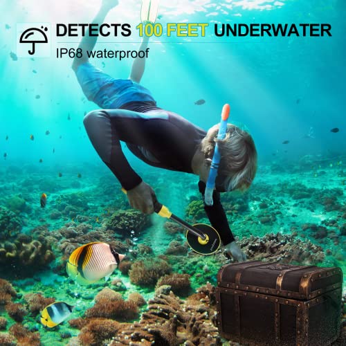 RM RICOMAX Metal Detector Underwater - Waterproof Pinpointer Up to 100 Feet Underwater for Scuba, All-Metal Mode & Pulse Induction Targeting with Vibration, 2022 Upgrade Verison