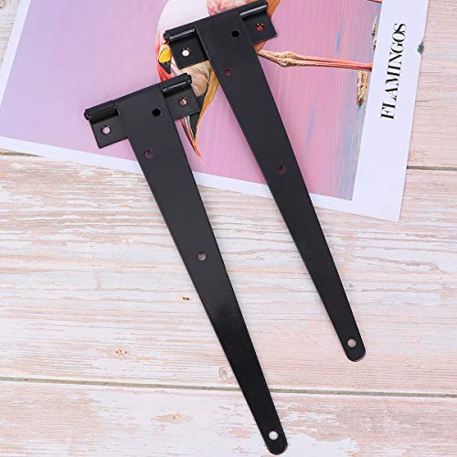 2PCS Black T Strap Hinges Heavy Duty Gate Hinges for Wooden Fences or Metal Iron Rustproof Barn Door Hinges Shed Door Hinges (12 Inch)