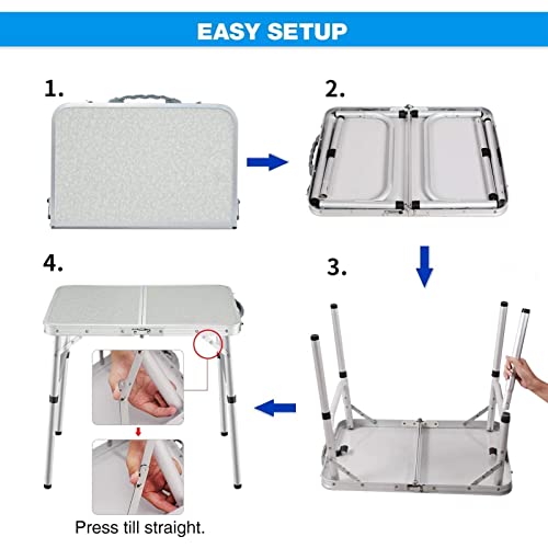 DOUBAO Folding Camping Table Adjustable Lightweight Desk Anodized Aluminum Tube Legs Rubber Feet