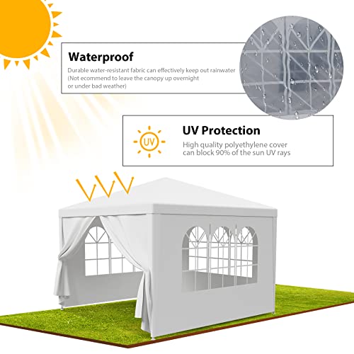 Smartxchoices 10' X 10' Gazebo Canopy Outdoor White Waterproof Tent with Sidewalls and Windows Heavy Duty Tent for Party Wedding Events Beach BBQ (White) …