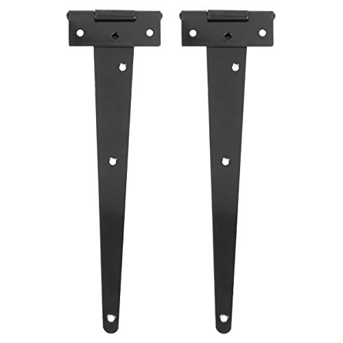 2PCS Black T Strap Hinges Heavy Duty Gate Hinges for Wooden Fences or Metal Iron Rustproof Barn Door Hinges Shed Door Hinges (12 Inch)