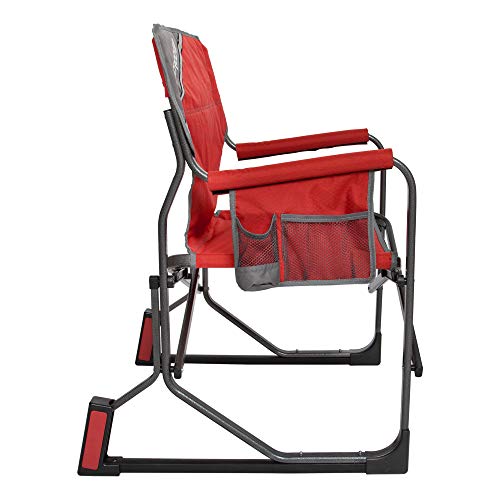 MacSports MacRocker Outdoor Foldable Rocking Chair | Portable, Collapsible, Springless Rockers with Rust-Free Anti-Tip Guards for Camping Fishing Backyard | Red (2 Pack)