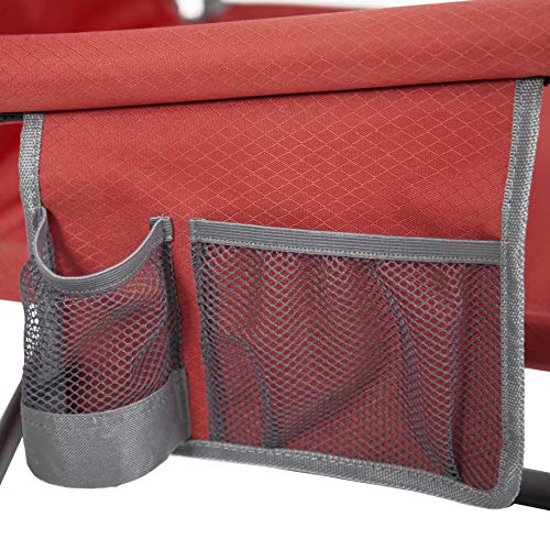 MacSports MacRocker Outdoor Foldable Rocking Chair | Portable, Collapsible, Springless Rockers with Rust-Free Anti-Tip Guards for Camping Fishing Backyard | Red (2 Pack)