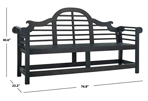 Safavieh PAT6705K Outdoor Collection Khara Grey Bench, Dark Slate Gray
