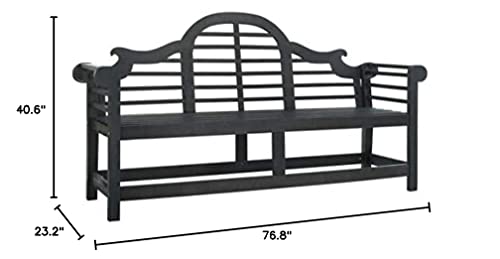 Safavieh PAT6705K Outdoor Collection Khara Grey Bench, Dark Slate Gray