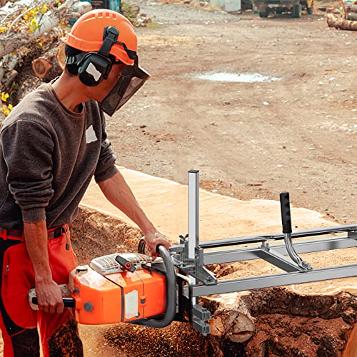 FARMMAC Chainsaw Mill,Portable Chainsaw Mill 36 Inches,Planking Milling Lumber For 14" - 36" Chainsaw Bar With 4 Pack 8'' Felling Wedges For Builders & Woodworkers