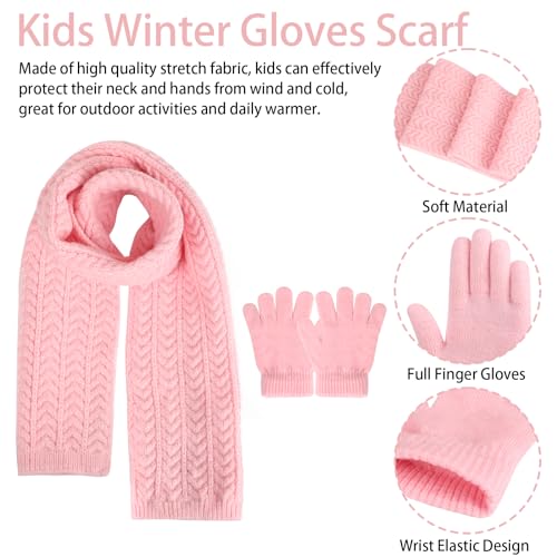 Chinyuti Kids Winter Beanie Hat Scarf Gloves Set, Toddler Winter Cap Knit Neck Warmer Gaiter Mittens for Children 2-8