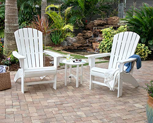Trex Outdoor Furniture Yacht Club 3-Piece Curveback Adirondack Chair Set with Side Table