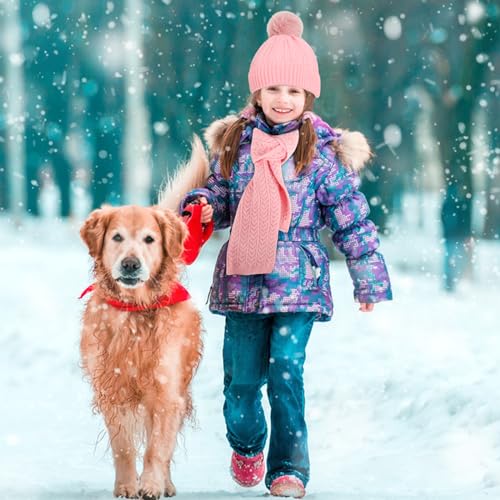 Chinyuti Kids Winter Beanie Hat Scarf Gloves Set, Toddler Winter Cap Knit Neck Warmer Gaiter Mittens for Children 2-8
