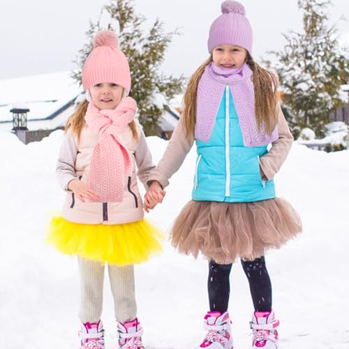 Chinyuti Kids Winter Beanie Hat Scarf Gloves Set, Toddler Winter Cap Knit Neck Warmer Gaiter Mittens for Children 2-8