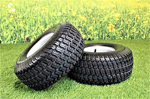 (Set of 2) 15x6.00-6 Tire Wheel Assy .75" Bearing Compatible With Husqvarna/Poulan