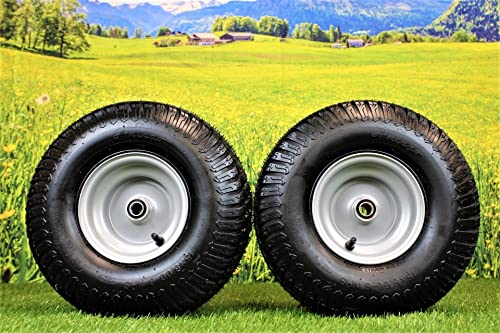 (Set of 2) 15x6.00-6 Tire Wheel Assy .75" Bearing Compatible With Husqvarna/Poulan