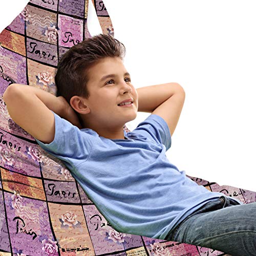Ambesonne Modern Lounger Chair Bag, Hand Drawn Style Watercolored Collage with Vintage Retro Lettering, High Capacity Storage with Handle Container, Lounger Size, Pale Pink Black