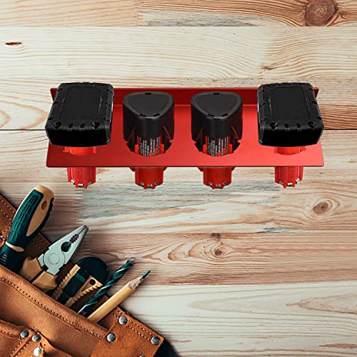 Battery Holder for Milwaukee M12,Battery Holder Battery Storage Holder for Milwaukee M12 6.0 Battery,High Strength Metal Wall Mount Rack With 4 Slots Perfect Organizers for Batteries Or Tools. (1)