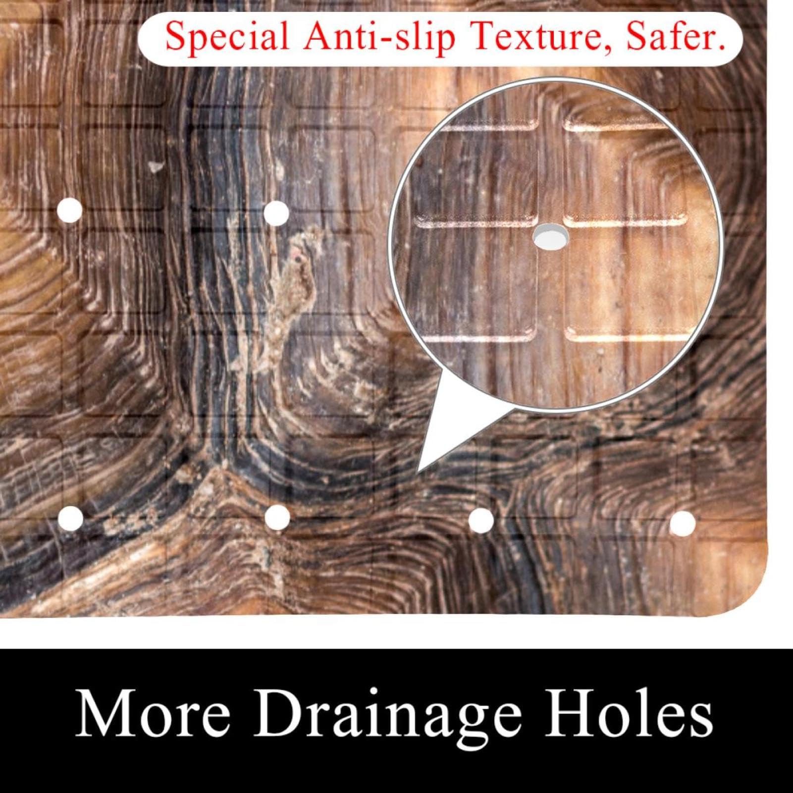 Non Slip Bathtub Mats with Suction Cups, Bath Tub Shower Mat for Bathroom, Machine Washable Bathroom Mats with Drain Holes(Texture of Turtle Carapace)
