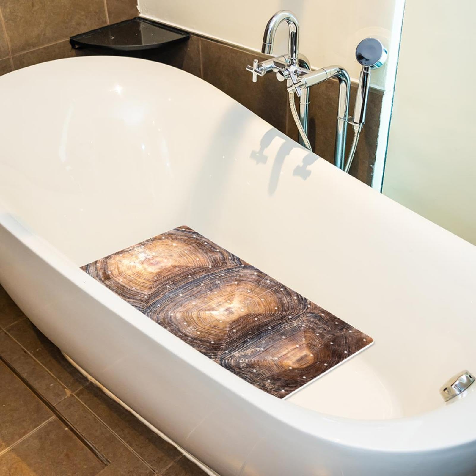 Non Slip Bathtub Mats with Suction Cups, Bath Tub Shower Mat for Bathroom, Machine Washable Bathroom Mats with Drain Holes(Texture of Turtle Carapace)