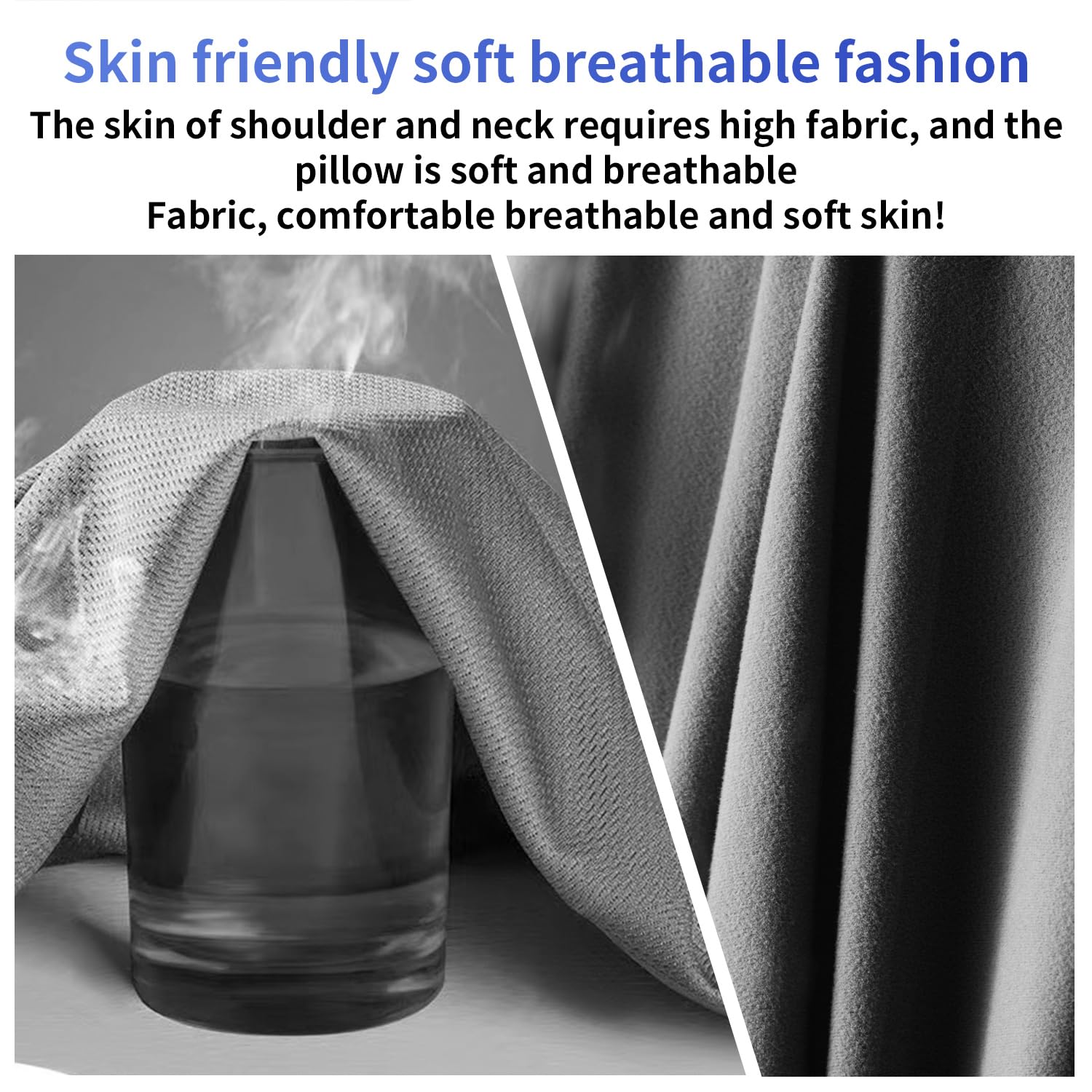 LIQUN Memory Foam Car Neck Pillow, Neck Support Pillow, Neck Support Pad Pain Relief, Adjustable Belt and Breathable Detachable, Suitable for Most Car Pillows Black