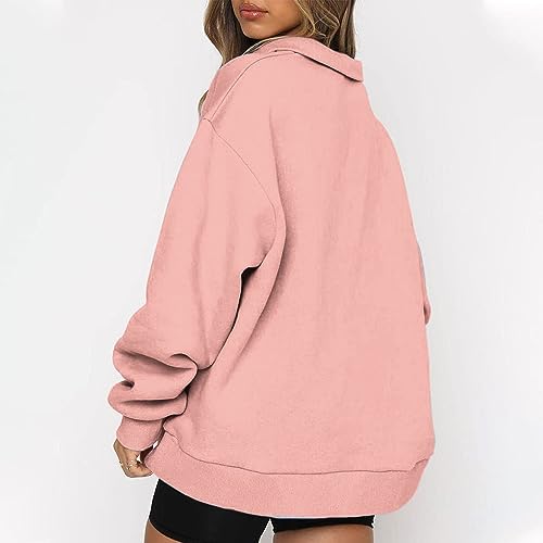 Oversized Zip Up Sweatshirts For Women 2023 Fall Fashion Outfits Casual Quarter Zip Long Sleeve Pullover Hoodies