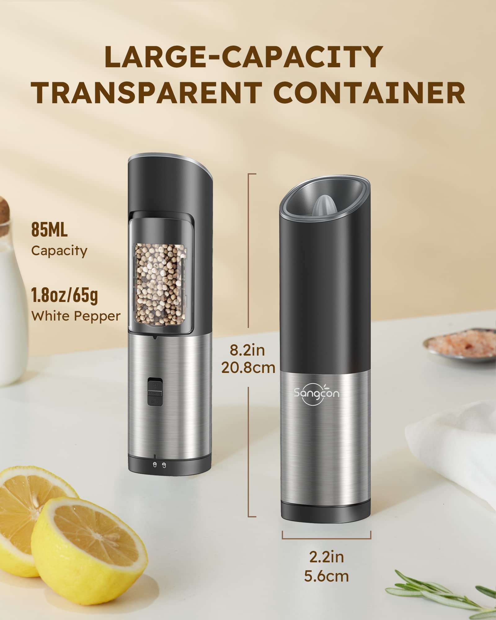 Electric Salt and Pepper Grinder Mill Set & 800W Blender for Shakes and Smoothies with 57oz Glass Jar & 10oz Grinding Cup BPA Free