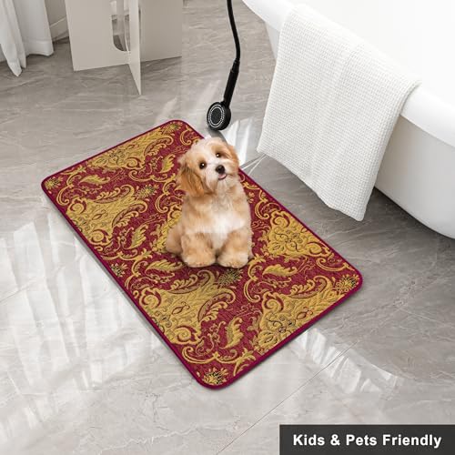 Loom and Mill Luxury Bathroom Rugs Set 3 Pieces, Absorbent & Non-Slip Chenille Memory Foam Bath Rug Set with U Shaped Toilet Mat, Soft Washable Bath Mats for Bathroom Floor,Tub and Shower(Red)