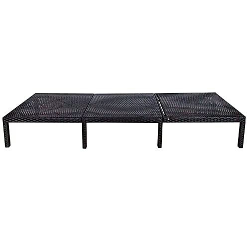 Outdoor Patio Chaise Lounges Chairs Furniture Adjustable Wicker Couch Bed Blue Thick Cushion.