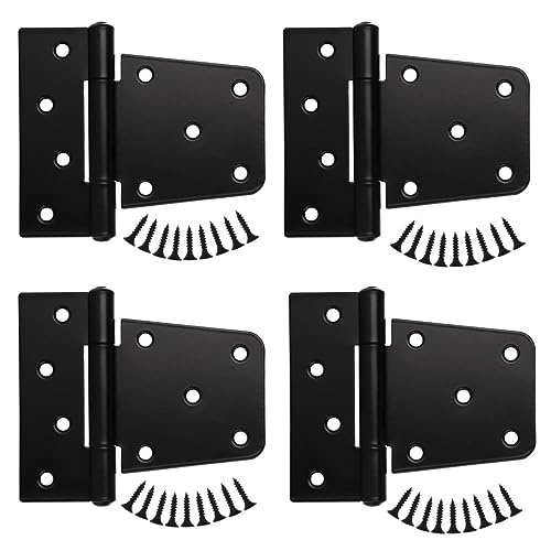 Heavy Duty Gate Hinges, 4 Pack 3.5 Inches Shed Door Hinges with 36 Screws, Rustproof Metal Square Shed Barn Door Hinges, Self-Closing Spring Gate Hinges for Wooden Fences