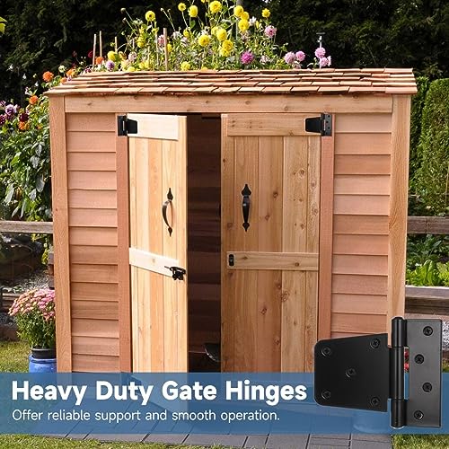 Heavy Duty Gate Hinges, 4 Pack 3.5 Inches Shed Door Hinges with 36 Screws, Rustproof Metal Square Shed Barn Door Hinges, Self-Closing Spring Gate Hinges for Wooden Fences