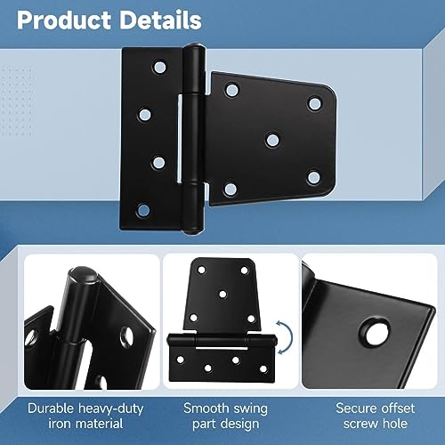 Heavy Duty Gate Hinges, 4 Pack 3.5 Inches Shed Door Hinges with 36 Screws, Rustproof Metal Square Shed Barn Door Hinges, Self-Closing Spring Gate Hinges for Wooden Fences