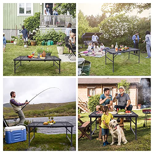 Nice C Table for Grill, Outdoor Picnic Folding Camping Table, Card Table Adjustable Height, Portable Mesh Bag Lightweight, Carry Handle for Outdoor, Beach, Indoor (23.7” x 15.8” x 10.7”/22.3” Black)