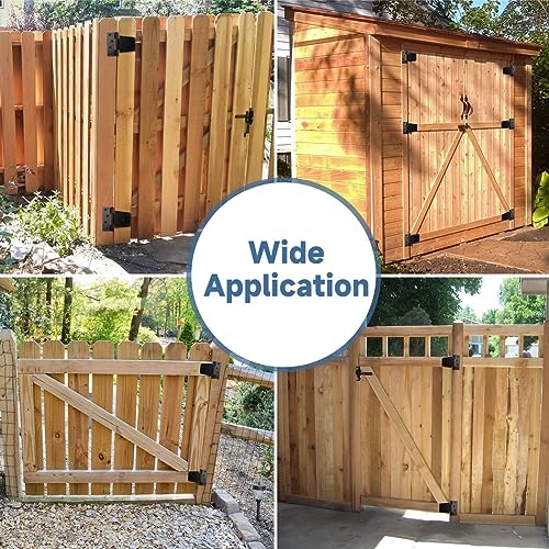 Heavy Duty Gate Hinges, 4 Pack 3.5 Inches Shed Door Hinges with 36 Screws, Rustproof Metal Square Shed Barn Door Hinges, Self-Closing Spring Gate Hinges for Wooden Fences