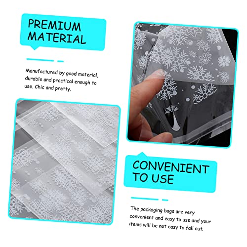 Abaodam 400 Pcs Snowflake Self-adhesive Bag Christmas Pouches Biscuit Storage Pouch Cellophane Treat Bags Cookie Packaging Bags Holding Bag Clear Wrapping Bags Baking Bag Opp Candy