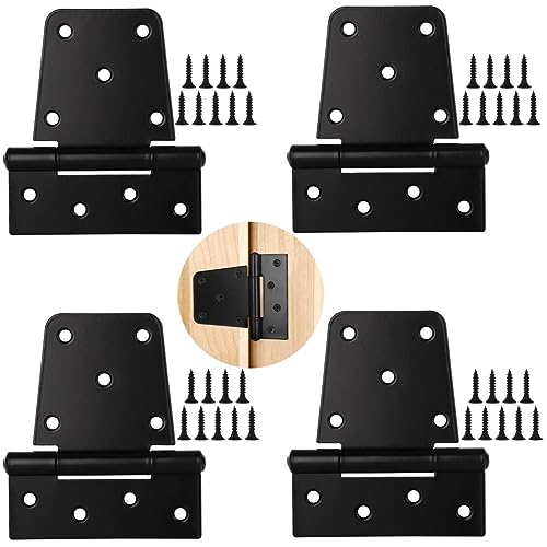 Heavy Duty Gate Hinges, 4 Pack 3.5 Inches Shed Door Hinges with 36 Screws, Rustproof Metal Square Shed Barn Door Hinges, Self-Closing Spring Gate Hinges for Wooden Fences