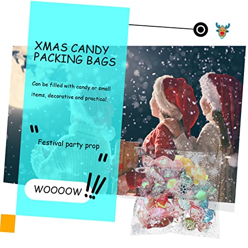 Abaodam 400 Pcs Snowflake Self-adhesive Bag Christmas Pouches Biscuit Storage Pouch Cellophane Treat Bags Cookie Packaging Bags Holding Bag Clear Wrapping Bags Baking Bag Opp Candy