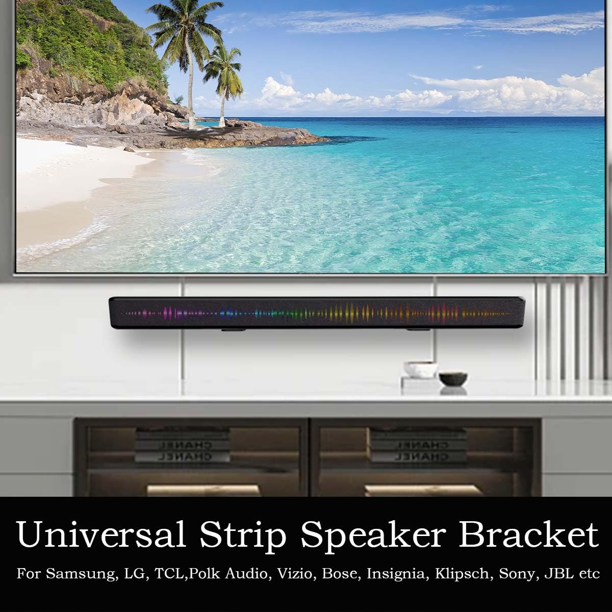 Agandax Soundbar Wall Mount Bracket Universal Soundbar Mount Shelf Depth Adjustable for Bose, Samsung, Vizio, LG, Dolby Atmos Soundbars (Black: V01)