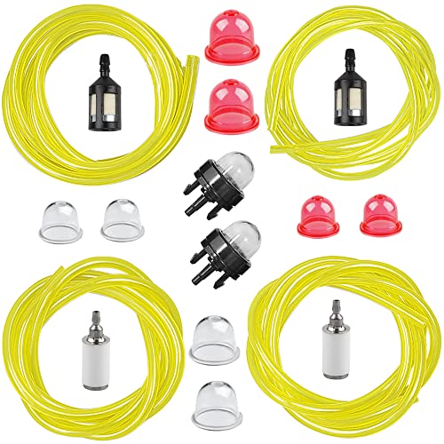 HUSWELL 4 Size 4 Feet Fuel Line Primer Bulb Fuel Filter kit for Small Engine Zama Husqvarna Poulan Craftman Ryobi Homelite Chainsaw Trimmer Blower Weed Eater Carburetor