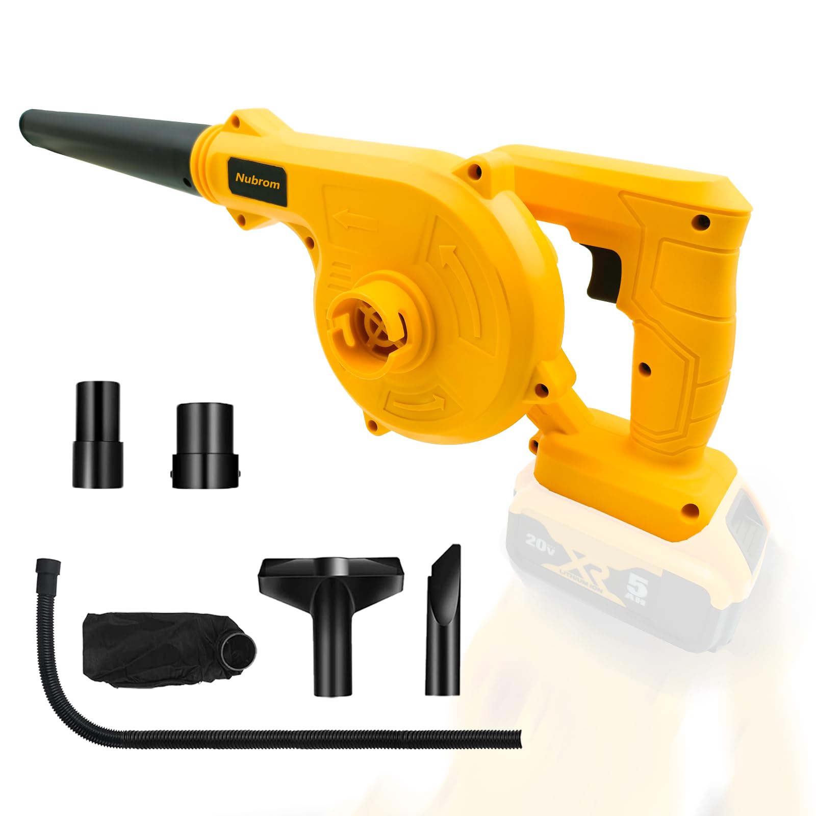 Cordless Leaf Blower for Dewalt 20V Battery, 2-in-1 Electric Leaf Blower & Vacuum, Small Leaf Blower for Lawn Care, Dust, Pet Hair, Car(Battery Not Included)