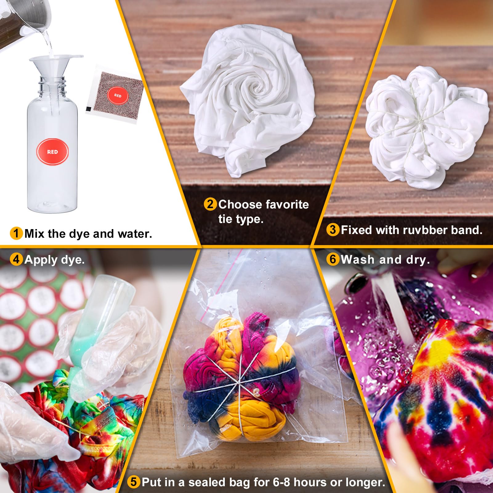 PATIFEED Tie Dye Kit - Tie Dye Kits for Kids with 4Oz Bottles 26 Vibrant Colours, Permanent Non-Toxic Tye Dye Kit for Large Groups, Tie Dye Party Supplies(Dye up to 45 Project)