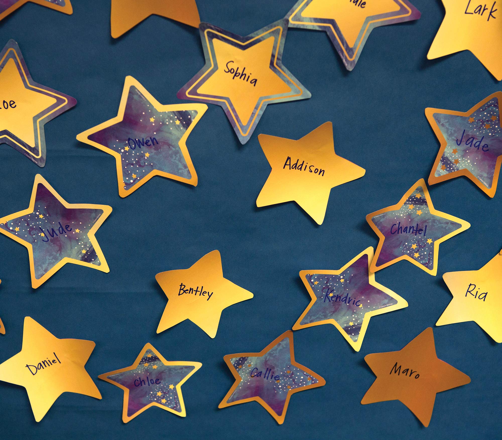 Carson Dellosa Galaxy Stars Cutouts, 36 Marble & Gold Star Cutouts for Bulletin Board and Classroom Décor, Galaxy Décor Classroom Cut-outs, Space Décor Cutouts for Classroom Bulletin Board Decorations