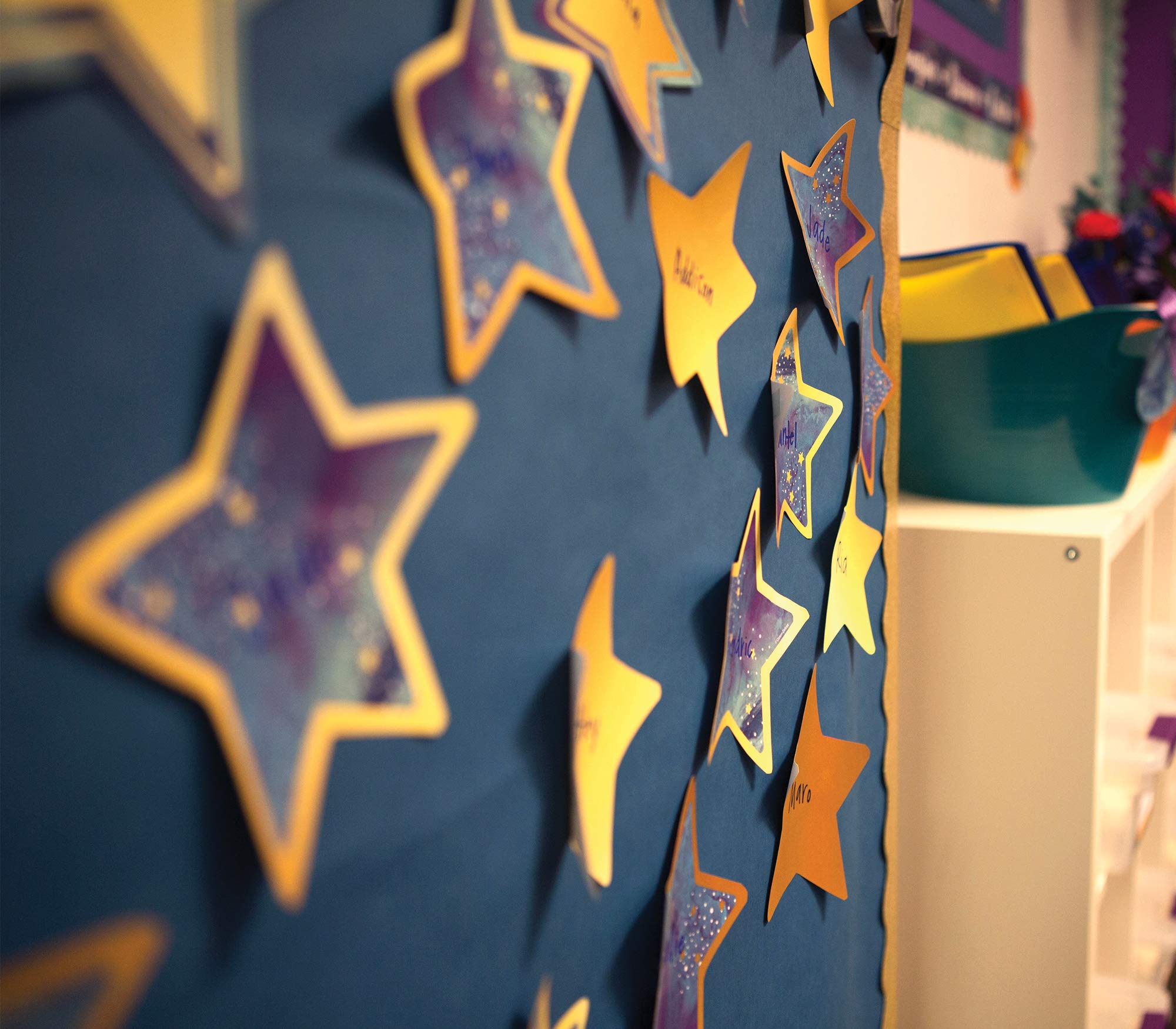 Carson Dellosa Galaxy Stars Cutouts, 36 Marble & Gold Star Cutouts for Bulletin Board and Classroom Décor, Galaxy Décor Classroom Cut-outs, Space Décor Cutouts for Classroom Bulletin Board Decorations
