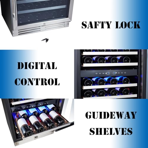 STAIGIS 46 Bottle Compressor Wine Cooler Refrigerator, 24 inch Wine Fridge Freestanding Dual Zone for Home, Kitchen and Bar, Digital Temperature Control