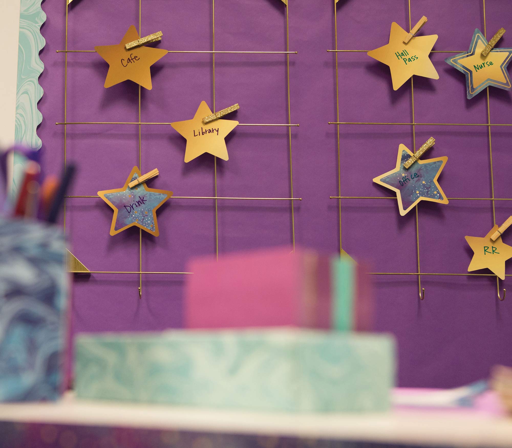Carson Dellosa Galaxy Stars Cutouts, 36 Marble & Gold Star Cutouts for Bulletin Board and Classroom Décor, Galaxy Décor Classroom Cut-outs, Space Décor Cutouts for Classroom Bulletin Board Decorations