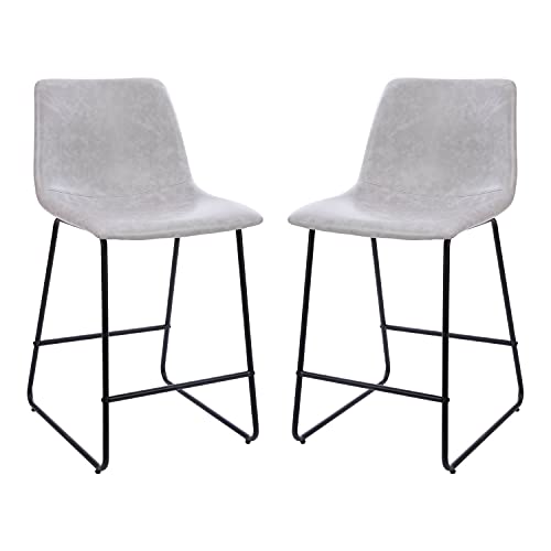 Flash Furniture Leather Stools, 24 inch, Light Gray