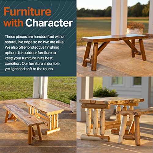 SRL Rustic Logwerks Indoor Bench — Pine & Cedar Wood Bench — Front Porch Decor — Live Edge Small Bench for Entryway, Garden & More — Handcrafted Wooden Bench — Rustic Furniture (48”, Unfinished)