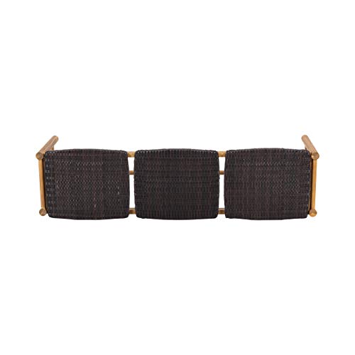 Christopher Knight Home Bonnie Outdoor 3 Seater Wicker Bench, Teak and Brown