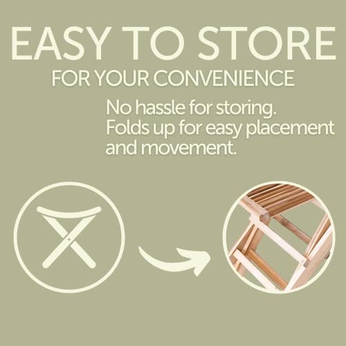 Nordic Style Folding Chair for Indoor and Outdoor Use - Patio, Balcony, Dining (Natural Finish, Beige)