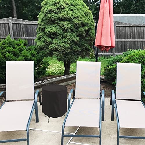 Patio Steel Patio Side Table Cover Weather Resistant Heavy Duty Small Outdoor Round End Table Covers, 18" D X 16" H, Black