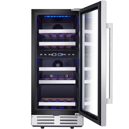 STAIGIS 29 Bottle Compressor Wine Cooler Refrigerator, 15 inch Wine Fridge Freestanding Dual Zone for Home, Kitchen and Bar, Digital Temperature Control