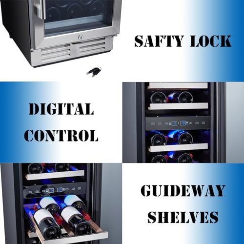 STAIGIS 29 Bottle Compressor Wine Cooler Refrigerator, 15 inch Wine Fridge Freestanding Dual Zone for Home, Kitchen and Bar, Digital Temperature Control
